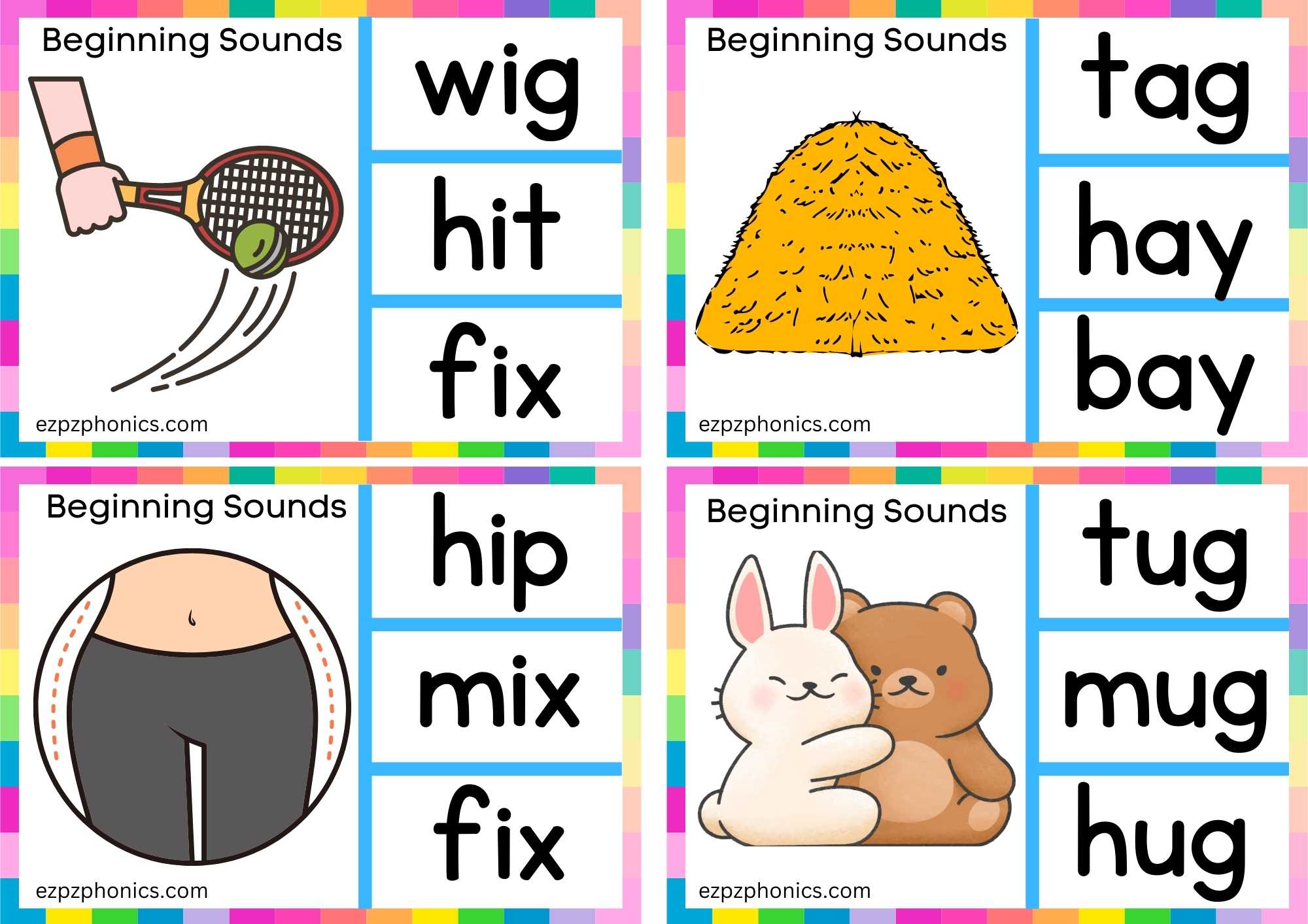 Letter H Look At The Image And Clip The Correct Word Group 2 - ezpzphonics.com